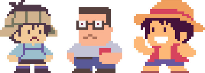Pixel people for old game layout Royalty Free Vector Image