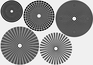 Circle segments set black thin outline Royalty Free Vector