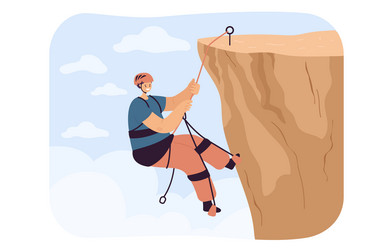 Climber hanging on rope Royalty Free Vector Image
