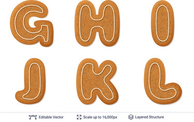 Gingerbread letters isolated on white Royalty Free Vector