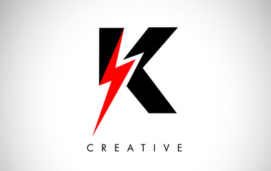 K letter logo design with lighting thunder bolt Vector Image