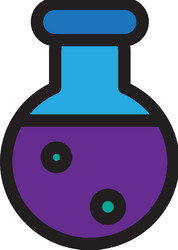 Chemical liquid in laboratory flask icon Vector Image