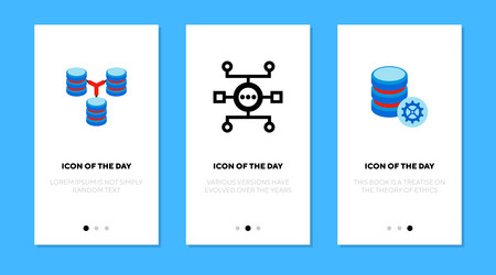 Data organization flat icon set Royalty Free Vector Image