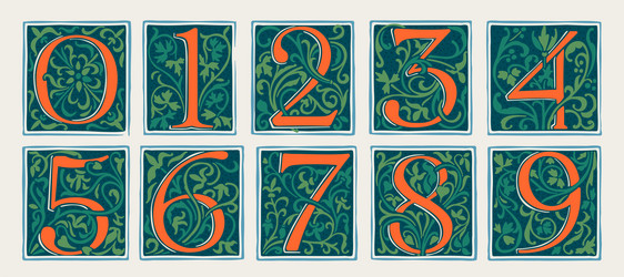 Number eight logo in medieval gothic style set Vector Image