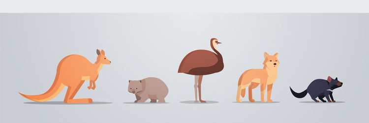 Set cartoon endangered wild australian animals Vector Image