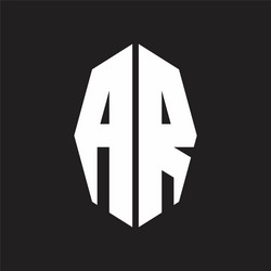 Ar logo monogram circle with piece ribbon style Vector Image