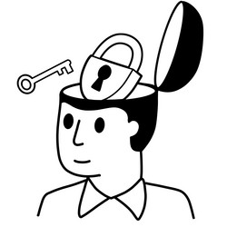 Man with lock in his head Royalty Free Vector Image