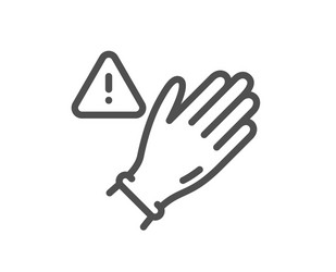 Dont touch without gloves line icon hand warning Vector Image