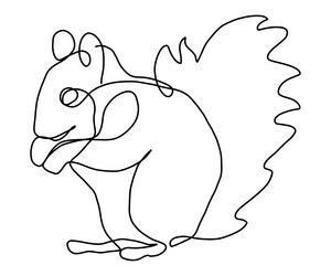 One line art squirrel drawings 2 Royalty Free Vector Image