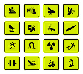 Warning hazard symbols labels sign isolated Vector Image