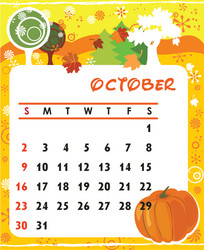 Calendar template for october Royalty Free Vector Image