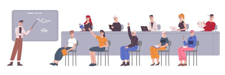 Students in lecture hall university auditorium Vector Image