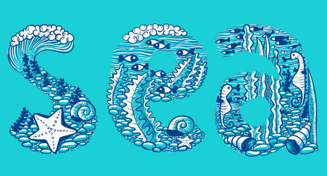 Sea lettering Royalty Free Vector Image - VectorStock