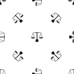 Scales of justice pattern seamless black Vector Image