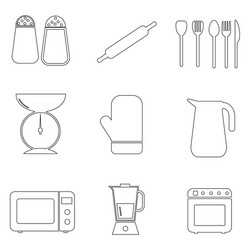 Kitchen pictogram icon set a various black Vector Image
