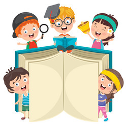 Cartoon school children with book isolated Vector Image