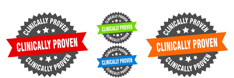 Clinically proven round isolated gold badge Vector Image