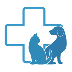 Blue veterinary icon with pets Royalty Free Vector Image