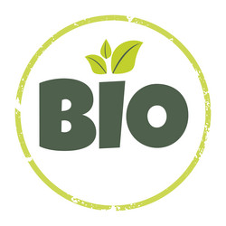Grunge textured round logo for bio organic eco Vector Image