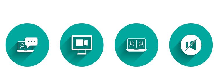 Set video chat conference meeting and mute Vector Image