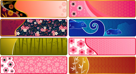Set of horizontal banners japanese style Vector Image