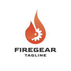 Fire gear logo with driving symbol Royalty Free Vector Image
