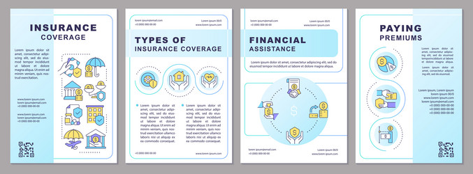 Insurance coverage blue brochure template Vector Image