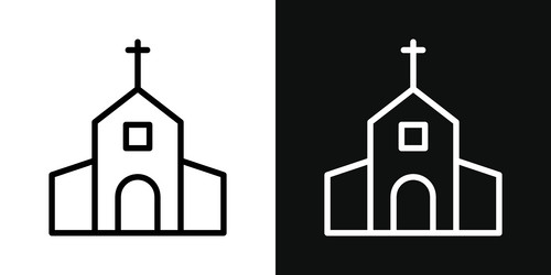 Church icon set chapel catholic and cross symbol Vector Image