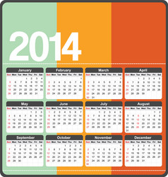 Ornate vintage calendar of 2014 year Royalty Free Vector
