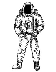 Astronaut hand drawing sketch Royalty Free Vector Image
