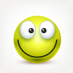 Smiley happy emoticon yellow face with emotions Vector Image