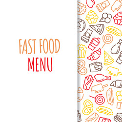 Fast food menu set of cartoon background Vector Image
