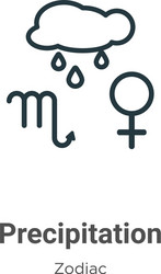 Rainfall outline icon thin line black Royalty Free Vector