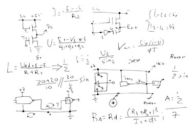 Radio engineering schemes electronic formulas Vector Image