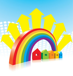 Cute houses seamless pattern with color home Vector Image