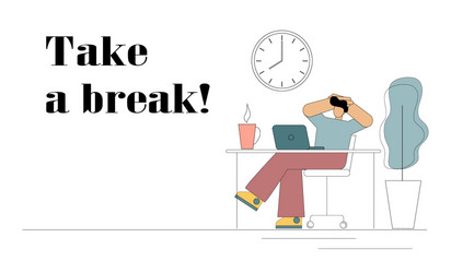Take a break flat man is resting from work he Vector Image