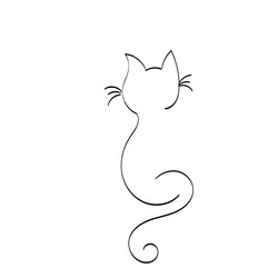 Cat line art for tattoo design Royalty Free Vector Image