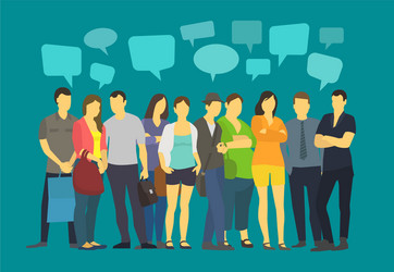 Many Ordinary People Crowd Talking Communication Vector Image