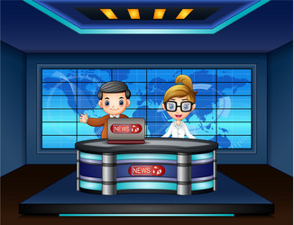 News room realistic studio for recording tv Vector Image