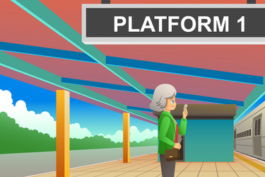 People waiting in a train station Royalty Free Vector Image