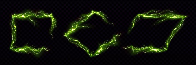 Green frames made of glowing neon lightning Vector Image