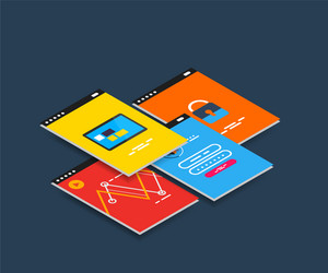 Isometric mobile app ui design concept Royalty Free Vector