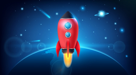 Realistic 3d rocket space Royalty Free Vector Image
