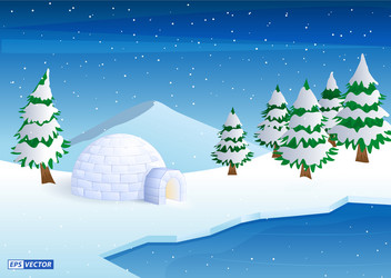 Igloo ice house dome arctic building drawing Vector Image
