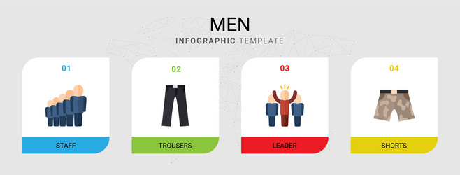 4 men flat icons set isolated on infographic Vector Image