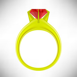 Open ring box with gold ring and diamond isolated Vector Image