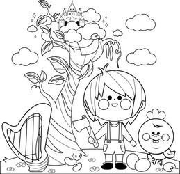 Jack climbing the magic beanstalk Royalty Free Vector Image