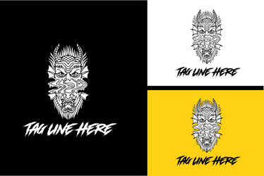 Head devil women outline design Royalty Free Vector Image