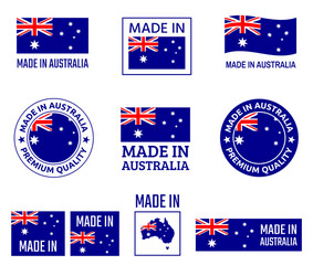 Made in australia labels set in commonwealth Vector Image