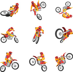 Motorcyclist driving motorcycle motocross racing Vector Image